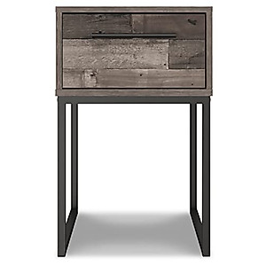 Signature Design by Ashley Neilsville Industrial 1 Drawer Nightstand with Metal Legs, 26" Tall, Gray & Black