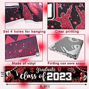 Class of 2023 Banner Decoration-Graduation Party Supplies,Large Congrats Grade Yard Sign Banner for 2023 Graduation Party Decoration (Red 2023)