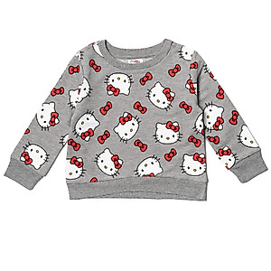 Hello Kitty Toddler Girls French Terry Pullover Sweatshirt Grey 5T