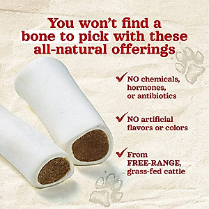 Natural Farm Filled Dog Bones, Bully Stick Flavor (5-6 Inch, 3 Pack), Limited Ingredient Stuffed Dental Dog Bone Treats for Large Dogs