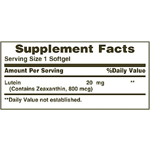 Nature's Bounty Lutein Pills, Eye Health Supplements and Vitamins, Support Vision Health, 20 mg, 40 Softgels