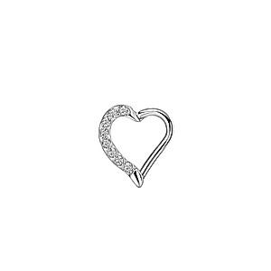FANSING 16 Gauge Gemmed Daith Earrings Right Ear 8mm Daith Piercing Jewelry Surgical Steel 16g Heart Shaped Hinged Ring Hoop 316L Stainless Steel