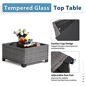 JOIVI 6 Piece Outdoor Patio Furniture Set - Wicker Sofa with Coffee Table, Powder-Coated Frame & Handwoven PE Rattan for All-Weather Durability, Ideal for Parties