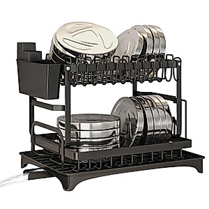 IBNA Dishes Storage Plate Rack, Carbon Steel Dish Drying Rack, Durable Cabinet Dish Drying Rack, Drainer Dishes Plates with Large Capacity, Plate Rack Drainer for Plates Cutting Boards Spoons Forks