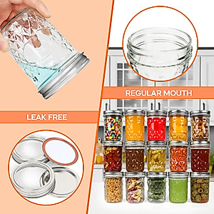 Jaisie.W Mason Jars 8 oz with Lids&Bands 12Pack, Small Canning Jars 8 oz - 8 oz Glass Jars with Lids for Oats/Jelly/Jams/Crafts/Candles