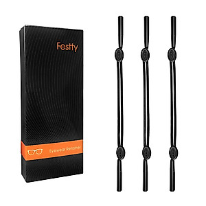 Festty Glasses Strap Sports 3 pcs Eyeglasses Strap Holder for Kids Women Men, Adjustable Sunglasses Strap Eye Glasses String Strap (Black)