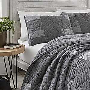 Eddie Bauer - Queen Quilt Set, Cotton Reversible Bedding with Matching Shams, Lightweight Home Decor for All Seasons (Swiftwater Charcoal, Queen)