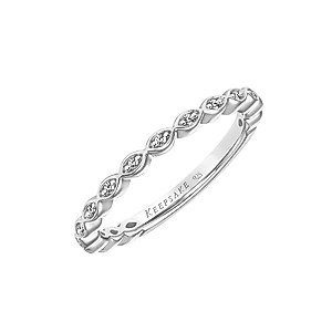 Diamond Stackable Ring, Anniversary Band or Wedding Band with Marquise Design in 925 Sterling Silver (I-J Color, I3 Clarity), Size 7, by Keepsake