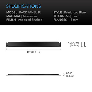 AC Infinity Rack Panel Accessory Blank 1U Space for 19" Rackmount, Premium Aluminum Build and Anodized Finish