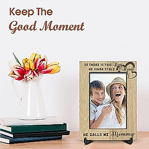 YKYENR 4x6 Wood Photo Frame With A Stand - So There Is This Boy He Kinda Stole My Heart, He Calls Me Mommy- Gifts For Mommy & Son, Mother To Be Gifts(Vertical)-XK-A03