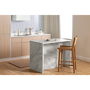 South Shore Myro Kitchen Island, Faux White Marble and White