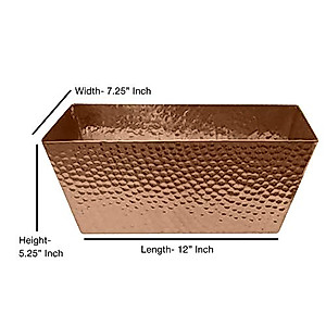 nu steel Copper Finish nusteel Hammered Metal Toilet Tank Tray, Bathroom Countertop Bin, Multipurpose Vanity, Cosmetics Organizer, Perfume Jewelry Makeup Plant