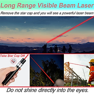 Red Laser Pointer High Power, High Power Laser Pointer Long Range Strong Laser Light Pointer Long Range USB Rechargeable Laser Pointer Pen for Teaching Hunting Outdoor Astronomy Hunting Lazer Pointer