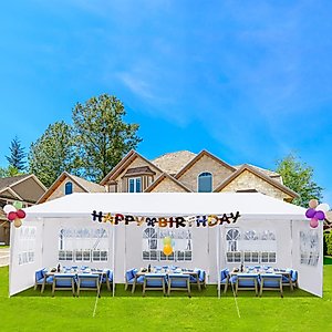 10' x 30' Outdoor Canopy Tent,Camping Gazebo Shelter Pavilion with 5 Removable Sidewalls,Spiral Tubes Cater Events with Transparent Windows for Party,Wedding,BBQ