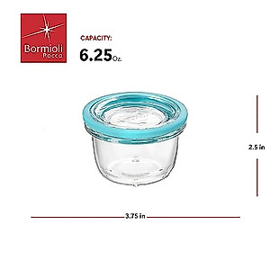 Bormioli Rocco Frigoverre Future 6.25 oz. Round Food Storage Container, Made From Durable Glass, Dishwasher Safe, Made In Italy.