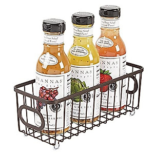 mDesign Metal Basket Organizer Bin for Kitchen Storage - Small Farmhouse Wire Basket - Storage Bin for Pantry - Perfect for Top of Fridge Organization - Unity Collection - Bronze