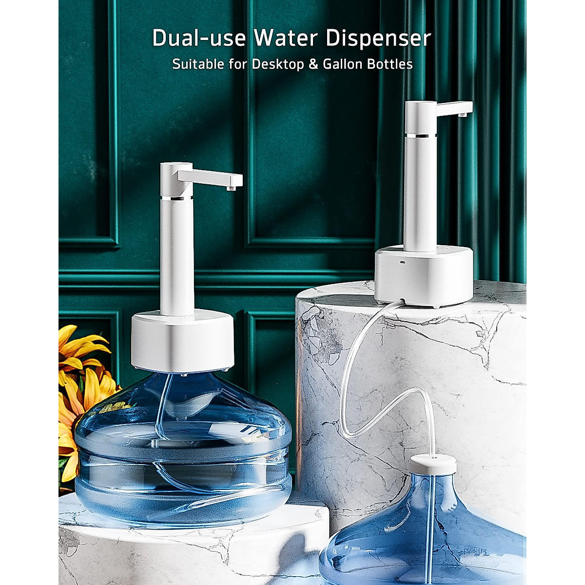 Water Dispenser for 5 Gallon Bottle - Intelligent Desktop Water Bottle Dispenser, Dual-Purpose Automatic Water Pump for Universal Bottle, Water Jug Dispenser Suitable for Home, Office, Outdoor