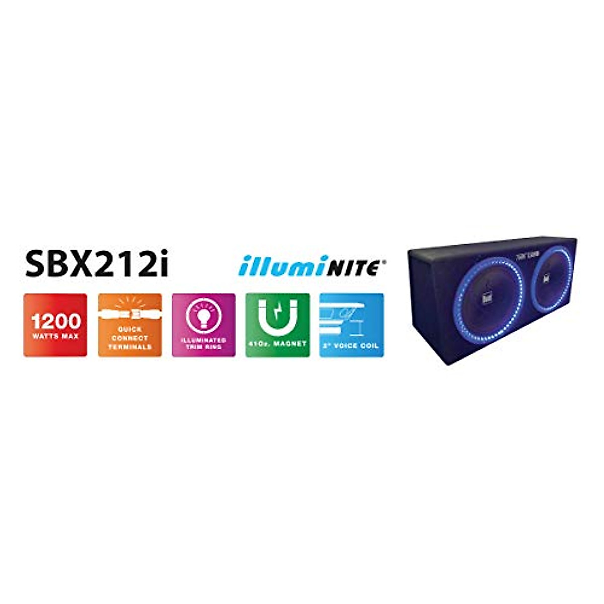 Dual Electronics SBX212i 12-inch illumiNITE High Performance Studio Enclosed Subwoofers with 1,200 Watts of Peak Power & 41-Ounce Magnets