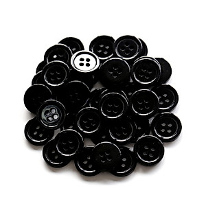 GANSSIA 5/8 Inch 4 Holes Black Buttons 15mm Sewing Round Button for Craft Pack of 160 Pcs