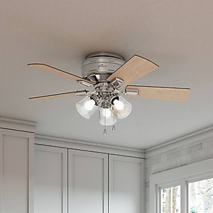 Hunter Fan Company Crestfield 42-inch Indoor Matte Silver Casual Ceiling Fan With Bright LED Light Kit, Pull Chains, and Reversible WhisperWind Motor Included