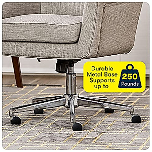 Serta Ashland Ergonomic Home Office Chair with Memory Foam Cushioning Chrome-Finished Stainless Steel Base, 360-Degree Mobility, Light Gray Fabric