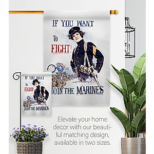 USBrotherhood Join Garden Flag Set Wall Holder Armed Forces Marine Corps USMC Semper Fi United State American Military Veteran Retire House Banner Small Yard Gift Double-Sided, Made in USA