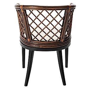 SAFAVIEH Home Collection Carlotta Natural Wash/White Cushion Living Room Dining Room Bedroom Office Foyer Arm Chair