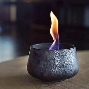 LOVINFLAME Amber Ceramic Tabletop Fire Pit for Indoor and Outdoor, Wind Resistant Mini Fire Pit for Balcony and Patio Decor, Smokeless Fireplace Only Used with LOVINFLAME Ethanol-Free Fuel (Deluxe)