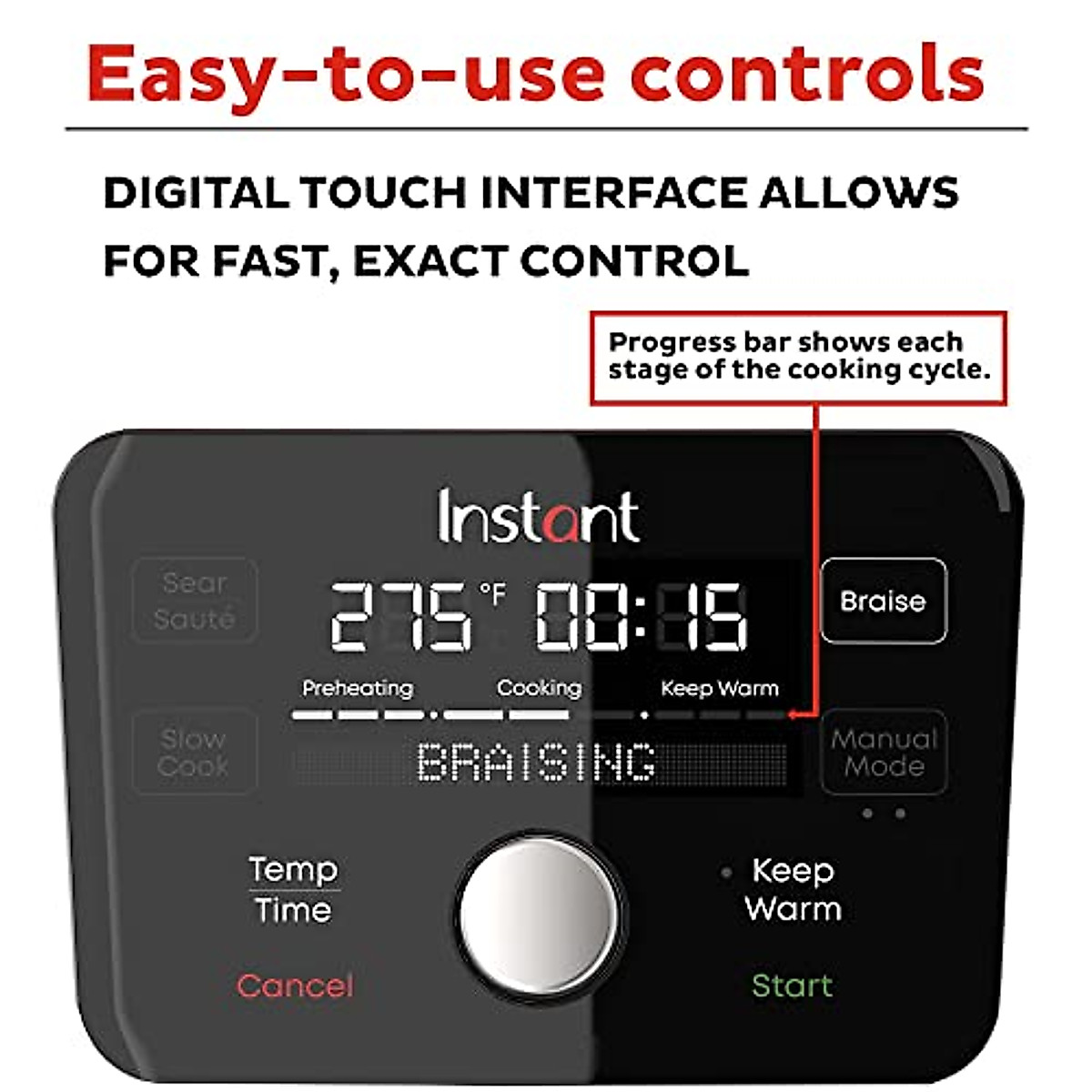 Instant Electric Round Dutch Oven, 6-Quart 1500W, From the Makers of Instant Pot, 5-in-1: Braise, Slow Cook, Sear/Sauté, Cooking Pan, Food Warmer, Enameled Cast Iron, Included Recipe Book, Black