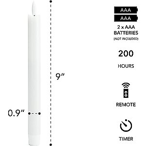 Arora Remote Control Flameless Taper Candles, S/6 3D Flickering Battery Operated LED Window Candles Encased with Real Wax to Light Up Your Home