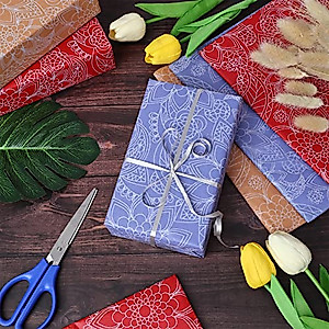 Kavoc 60 Sheets Paisley Blue Red Gift Tissue Paper,20" x 20" Brown Boho Wrapping Art Tissue Paper for Western Cowboy Theme Party Decoration (Red)