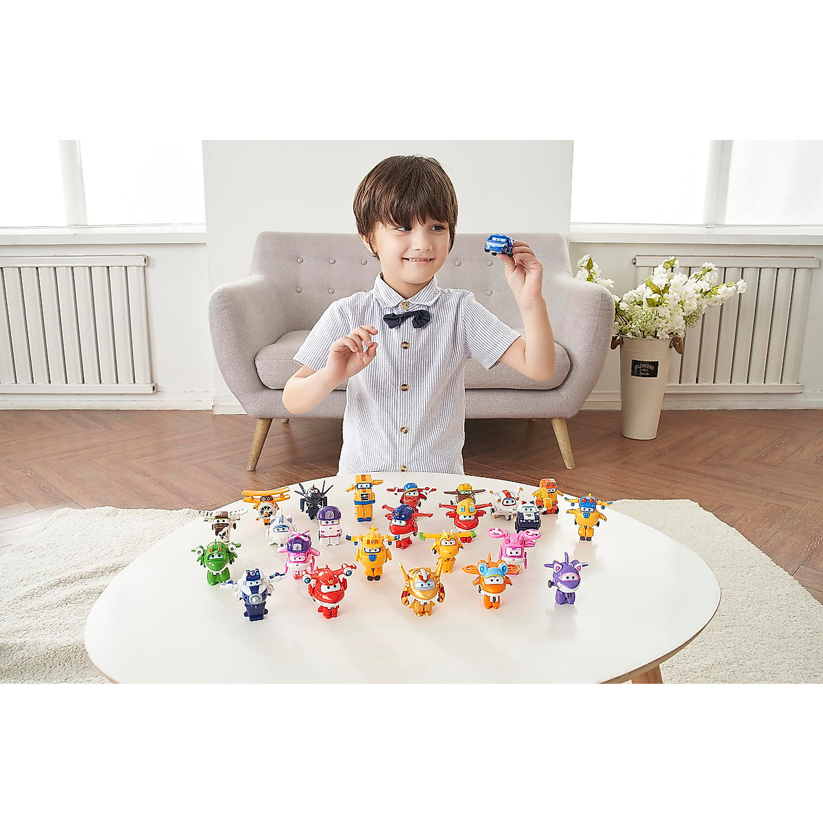 Super Wings 2' Transform-a-Bot 4-Pack Flip,Todd,Agent Chase,Astra Airplane Toys Mini Action Figures Preschool Toy Plane Set for 3 4 5 Year Old Kids Birthday Gift