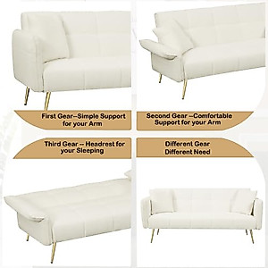 Ochangqi 71'' Futon Couch Bed, Convertible Double Sofa Bed,Modern Loveseat Sleeper, 3 Seater,2 Pillow, Convertible Folding Love Seat Daybed for Small Spaces, Office, Bedroom,Apartment (Beige)