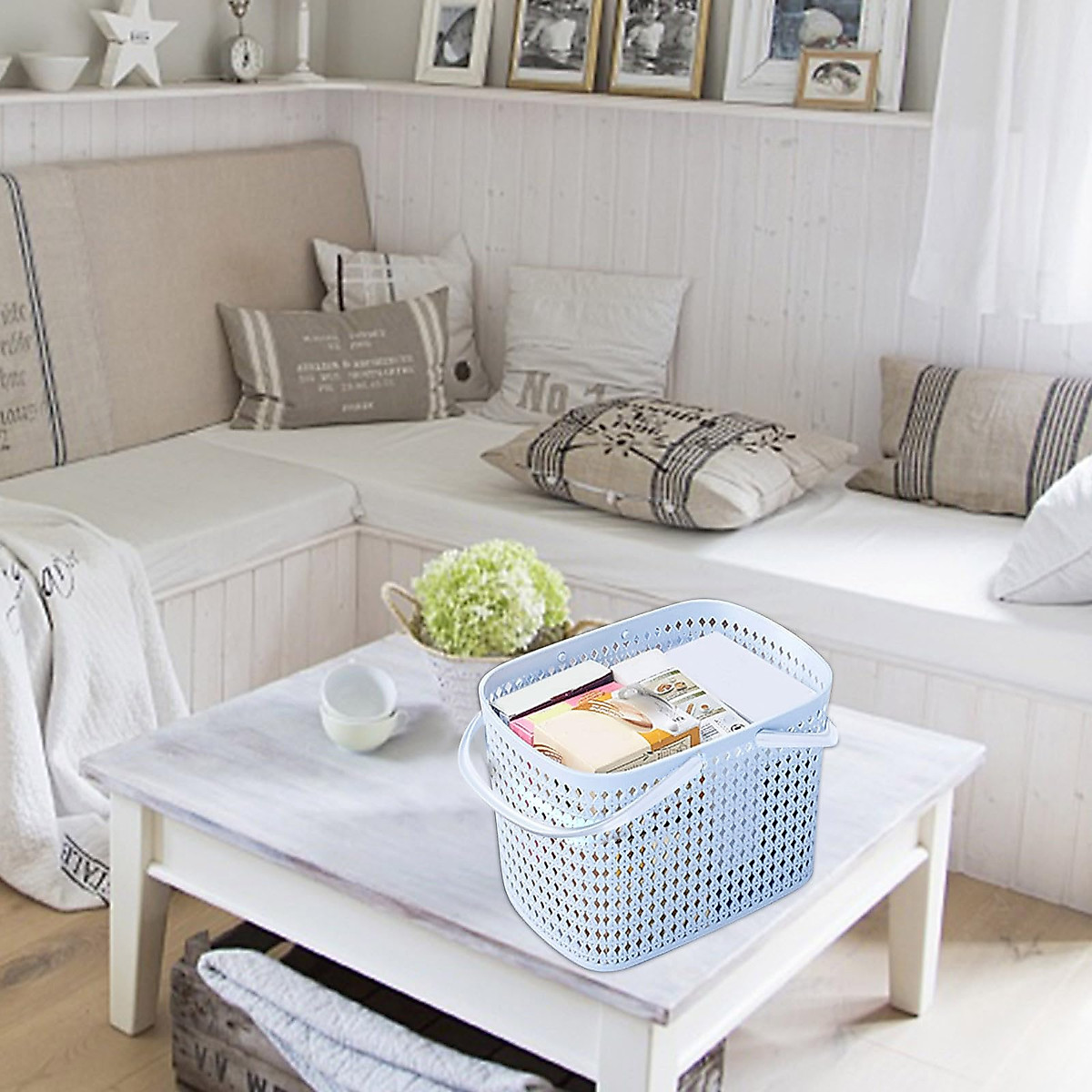 GpahrrDnij Portable Shower Caddy Basket Plastic Organizer Storage Tote with Handles Toiletry Bag Bin Box for Bathroom, College Dorm Room Essentials, Kitchen, Camp, Gym (A)