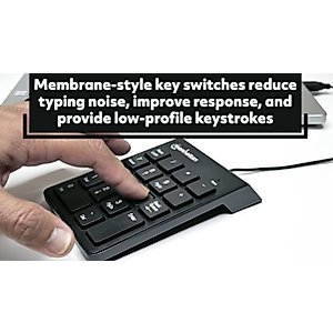 MANHATTAN Wired USB Numeric Keypad – 18 Full Size Keys & Ultra Slim Lightweight Ergonomic Number Pad Design - for Laptop, Desktop, Computer, PC – 3 Yr Mfg Warranty - Black, 179911