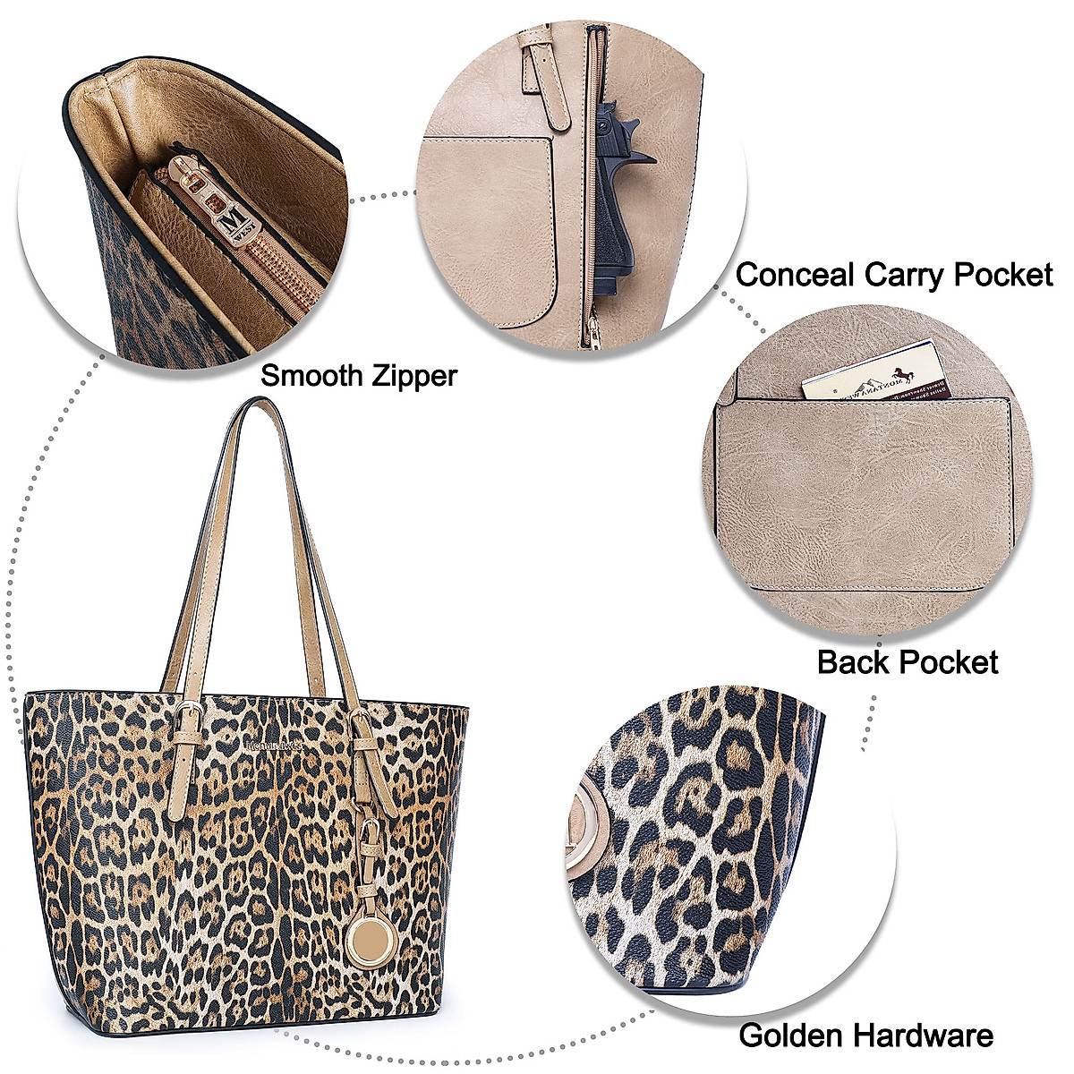 Montana West Tote Bag for Women Purse and Hand Bags Tote Purse and Wallet Set Shoulder Satchel Bag for Women Brown Leopard Print gifts MWC3-G055BR