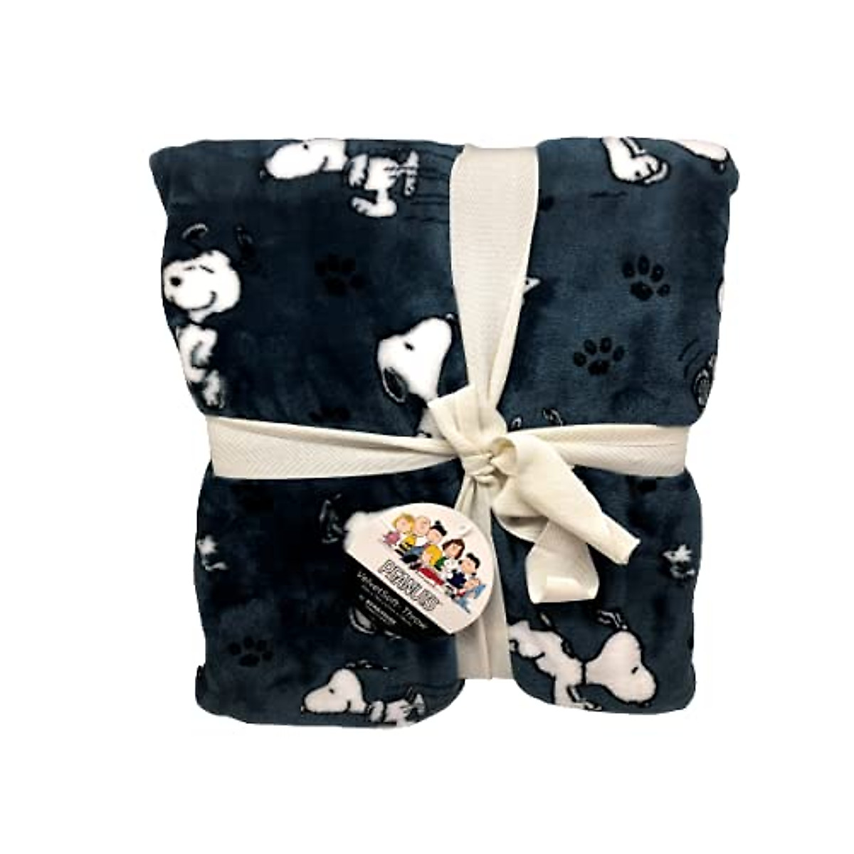 Berkshire Home & Blanket Co. Peanuts Gang Snoopy Happy Dance Velvet Soft Throw Blanket | 50" x 70" - Blue Gray