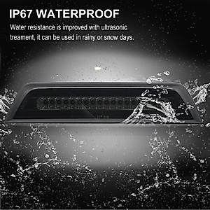 R&F Auto Smoked Lens Strobe LED 3rd Third Brake Light Replacement for Tacoma 2016-2023 Limited SR SR5 TRD Off-Road TRD Pro Sport Roof Cargo Lights Pickup High Mount Stop Lamp (For Double Cab ONLY)