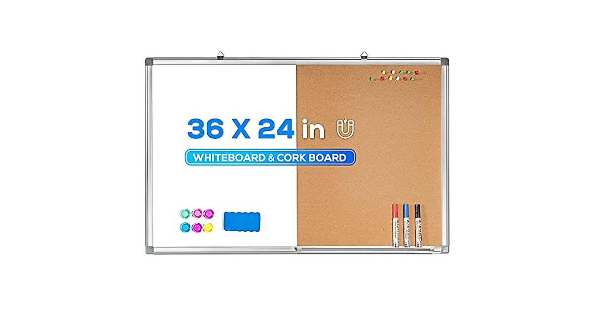 Magnetic White Board & Cork Board Combo - 36x24
