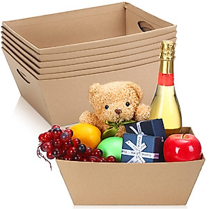 6 Pcs Large Basket for Gift Empty 11.8 x 7.5 Inches Sturdy Cardboard Market Tray Empty Gift Baskets to Fill Gift Basket Empty Basket for Gift for Easter Valentines Holiday Birthday Wedding Party Decor