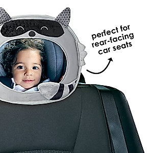 Diono Easy View Racoon Character Baby Car Mirror, Safety Car Seat Mirror for Rear Facing Infant, Fully Adjustable, Wide Crystal Clear View, Shatterproof, Crash Tested