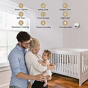 ebemate 1080P Smart Baby Monitor Camera,AI Video Baby Monitor with HD Video & Audio No Glow Night Vision,Soft Night Light,Temp & Humidity Sensors & Two-Way Talk Audio Cam Baby Monitoring-U1 Plus