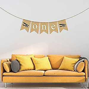 Jute Burlap Airplane Theme One High Chair Banner Boy 1st Birthday Party Highchair Decoraiton