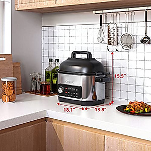 Galanz 8-in-1 Multi Cooker with Air Fry, Sous Vide, Rice, Sauté, Slow Cook, Steam, Roast, & Grill - Removable 8 QT Cooking Bowl, 8 Pre-Set Programs, Stainless Steel