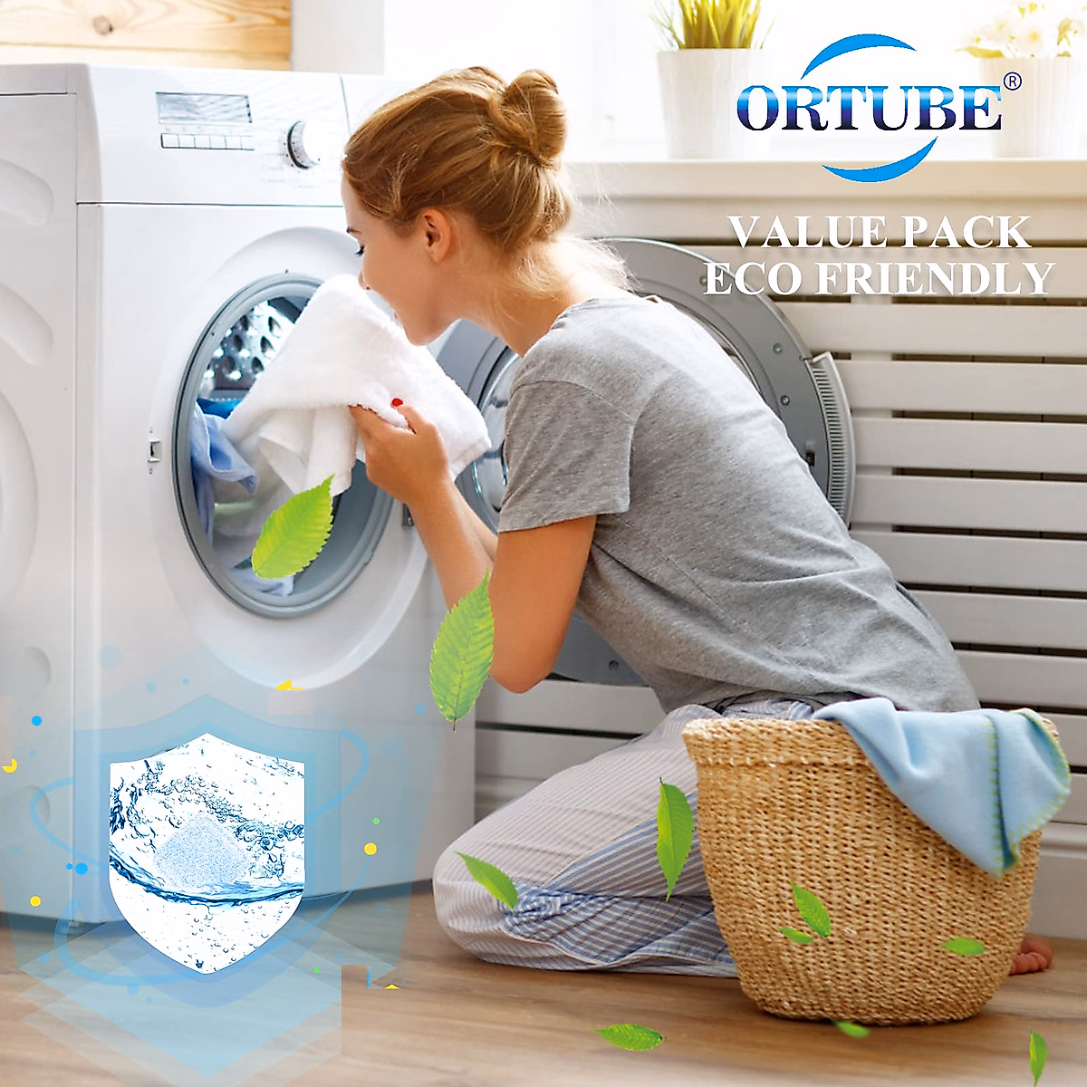 ORTUBE 48 Pack Washing Machine Cleaner - Deep Cleaning Formula Tablets for Front and Top Loader Washer Machines