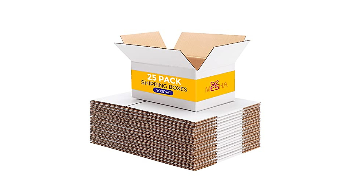 MESHA White 9x6x4 Corrugated Mailing Boxes 25 Pack