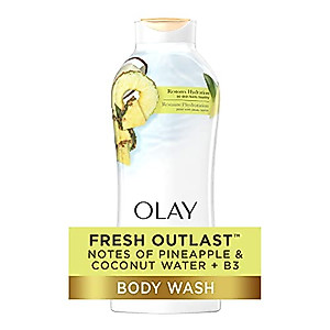 Olay Fresh Outlast Paraben Free Body Wash with Rejuvenating Notes of Pineapple and Coconut Water, 22 fl oz, Pack of 4