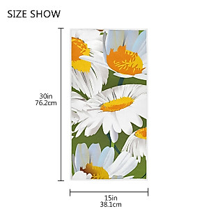 HUSSRITY White Chamomile Towels Super Soft Hand Towel Highly Absorbent Washcloths Quick Dry Bath Towel 30x15 Inch Durable Lightweight