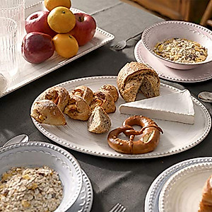 Zak Designs Melamine Oval Large Serving Platter, 16 inches, French Country House (Oyster White)