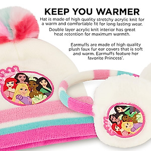 Disney Girls' Winter Earmuffs and Kids Gloves Set, Princess for Ages, Age 4-7